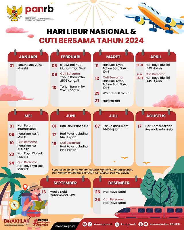 Kalender Hari Libur Nasional dan Cuti Bersama Tahun 2024